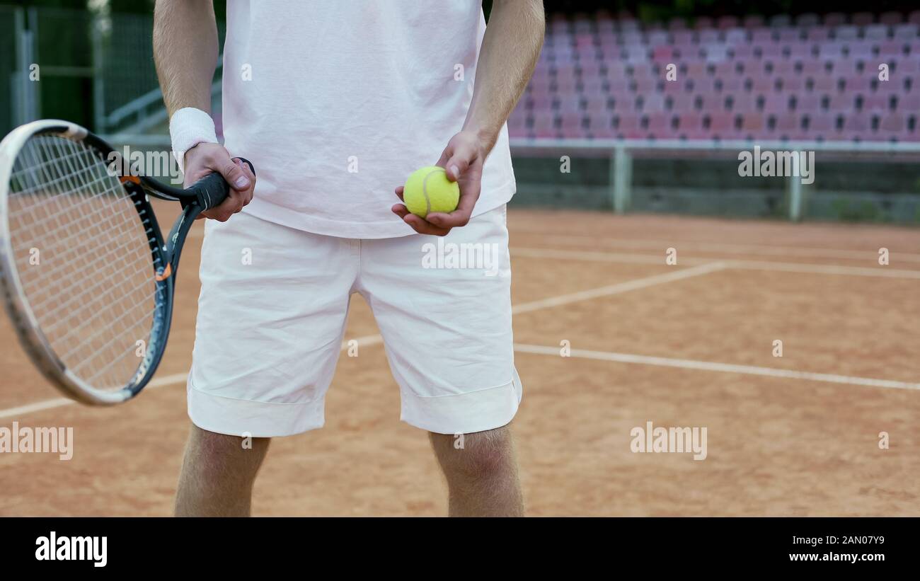 Experienced tennis player serving ball to opponent, racket sport and ...