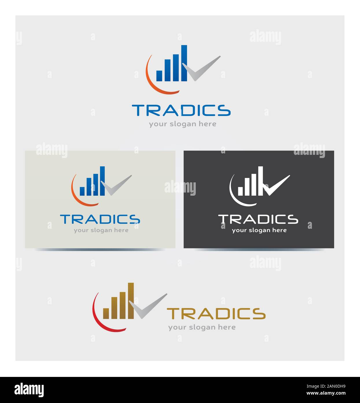 Trading and Stock Market Business Icon, Logo Card Mock up in Several ...