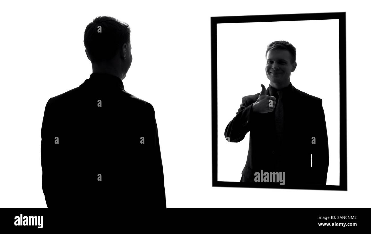 Young Male Reflection Showing Thumbs Up Good Looking Successful young-male-reflection-showing-thumbs-up-good-looking-successful