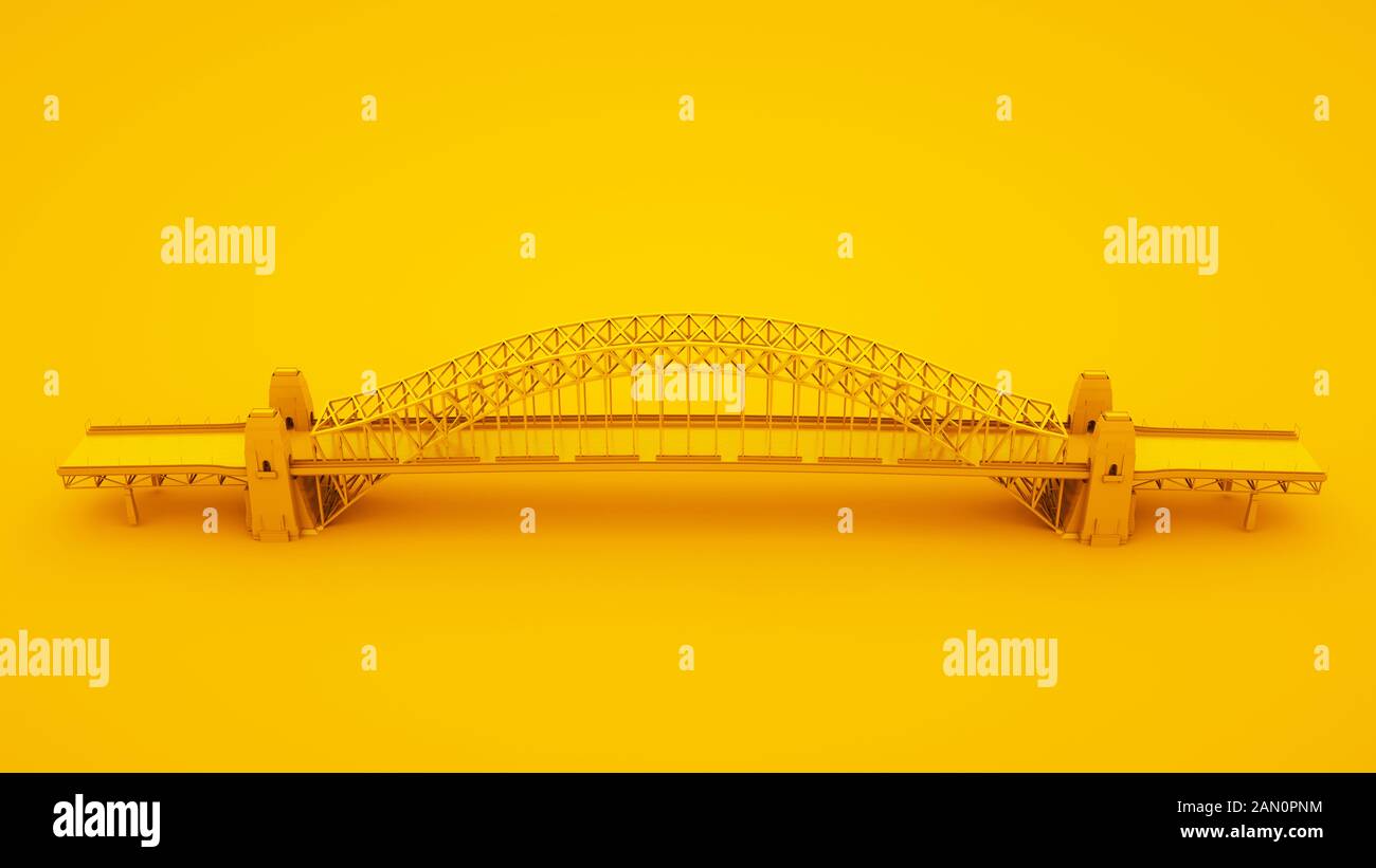 Bridge on yellow background. Minimal idea concept, 3d illustration ...