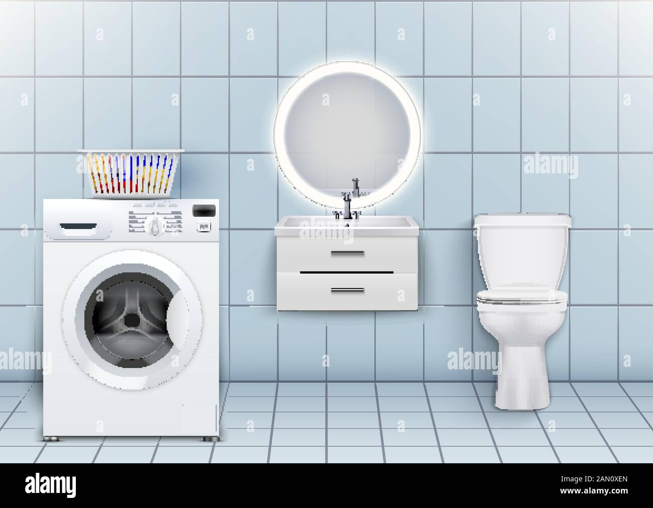 Toilet and washbasin cabinet with washer Stock Vector Image & Art - Alamy