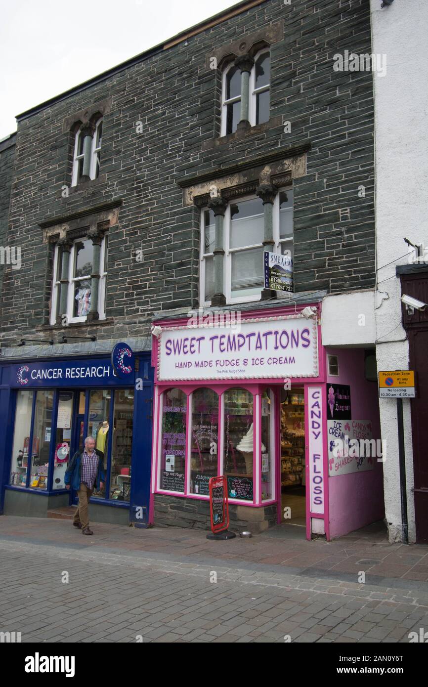 Cancer research shop and Sweet shop Keswick the Lake District UK Stock ...