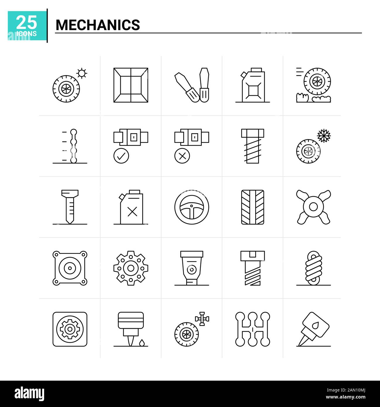 25 Mechanics icon set. vector background Stock Vector Image & Art - Alamy