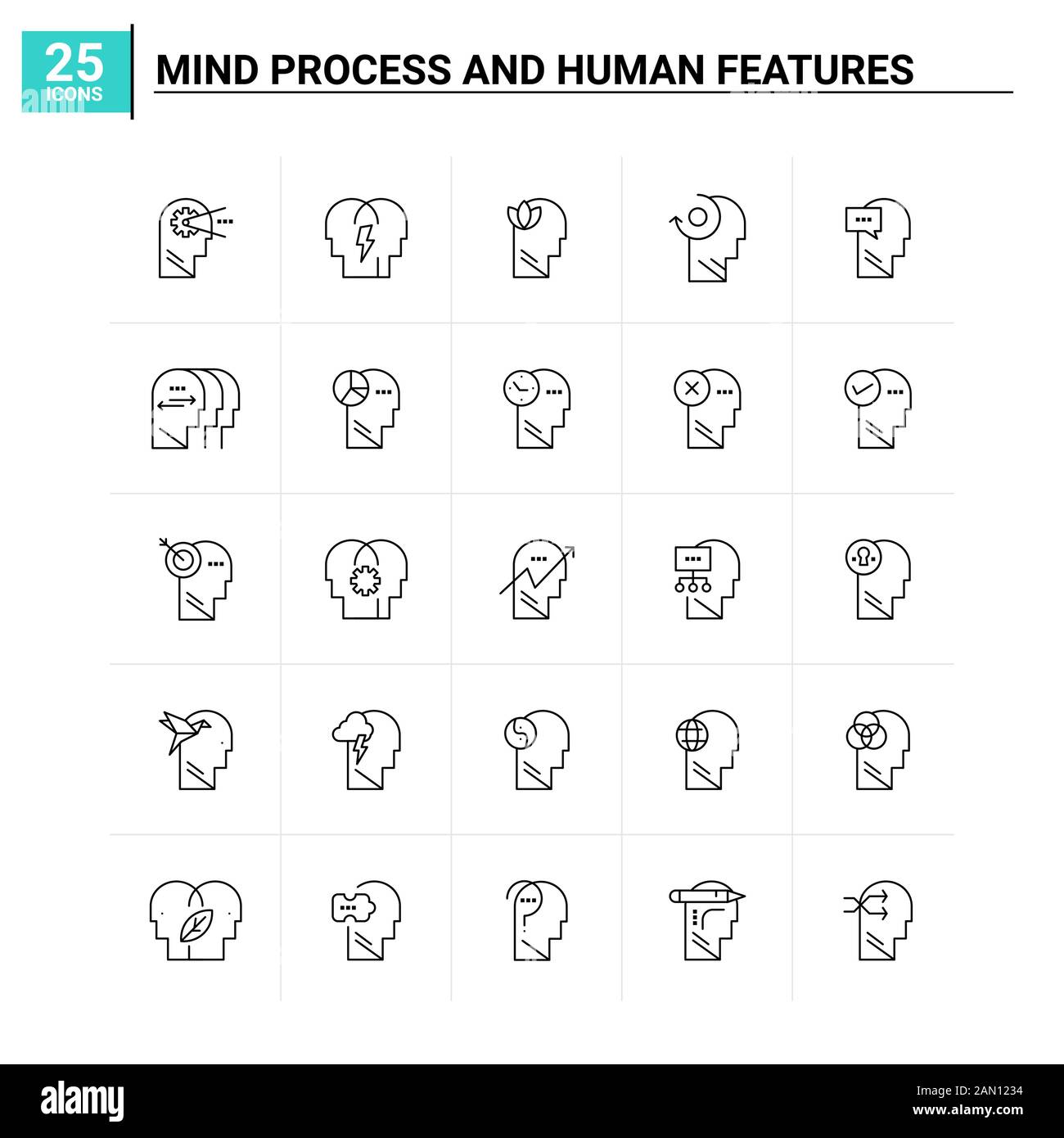 Mind process and human features Stock Vector Images - Alamy