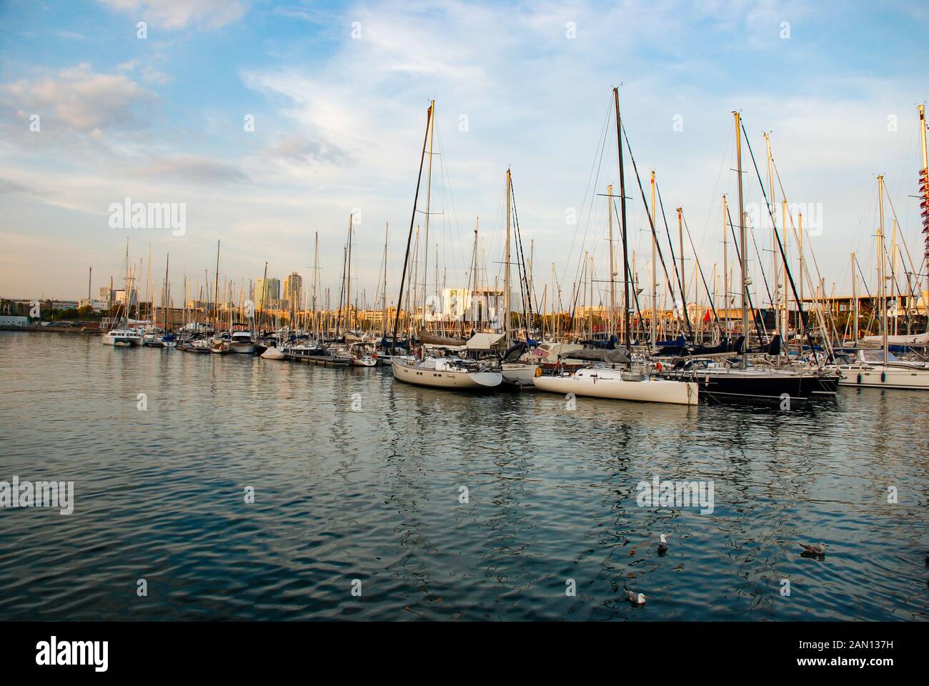 Barcelona skyline at sunset 2013 hi-res stock photography and images ...