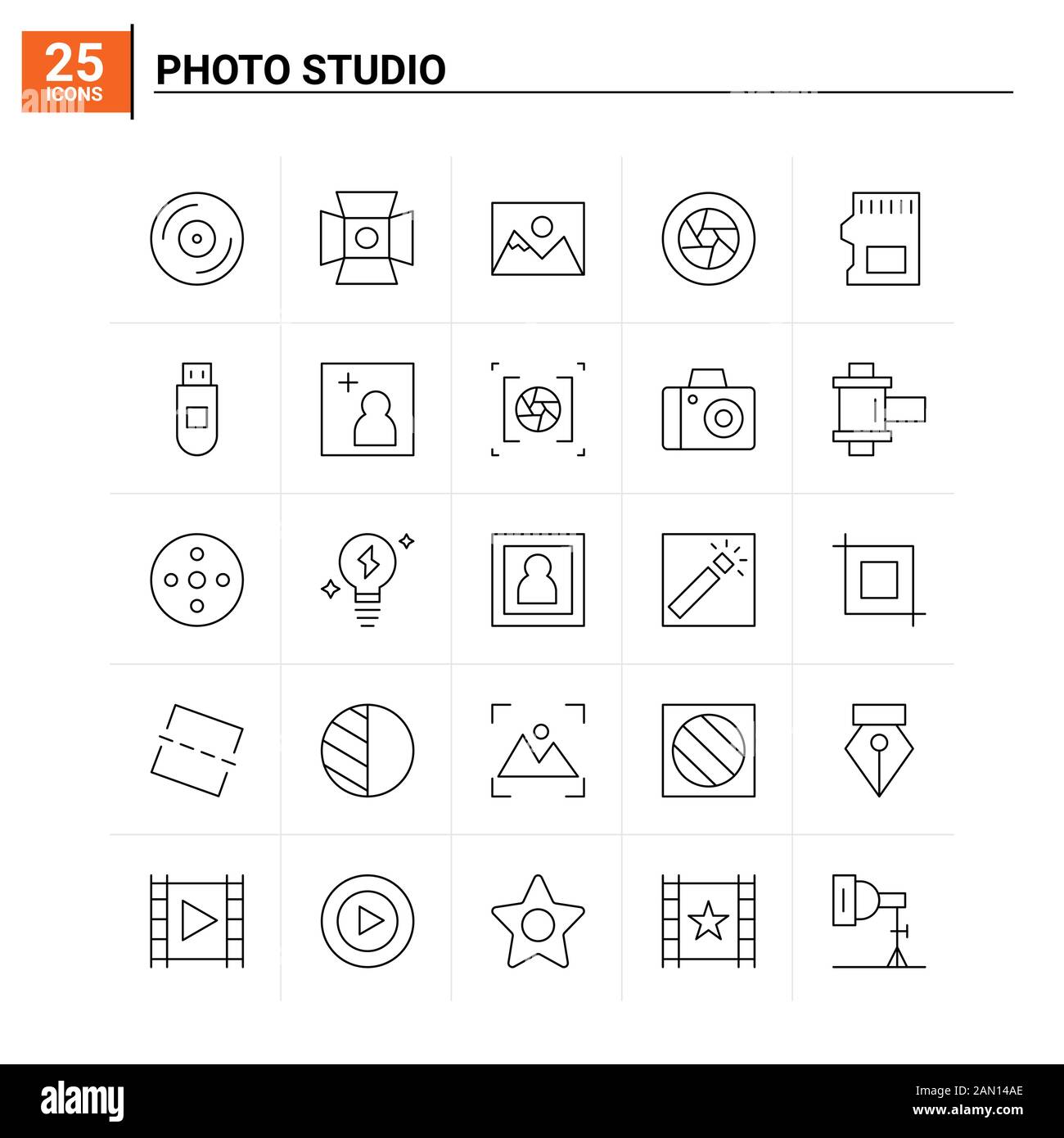 25 Photo Studio icon set. vector background Stock Vector Image & Art ...