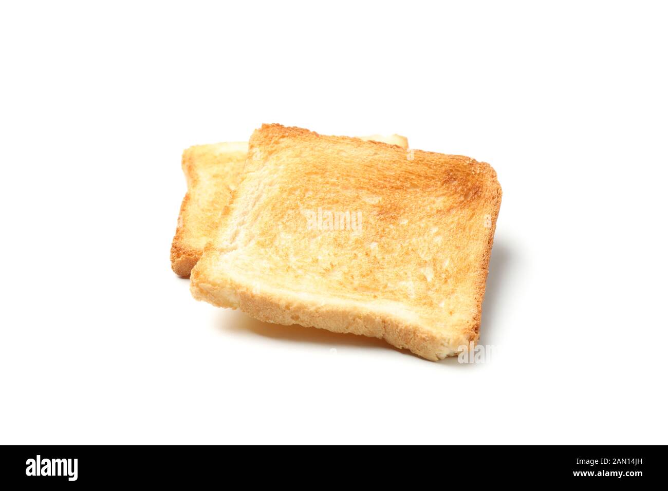 Two slices of bread toasts isolated on white background Stock Photo - Alamy