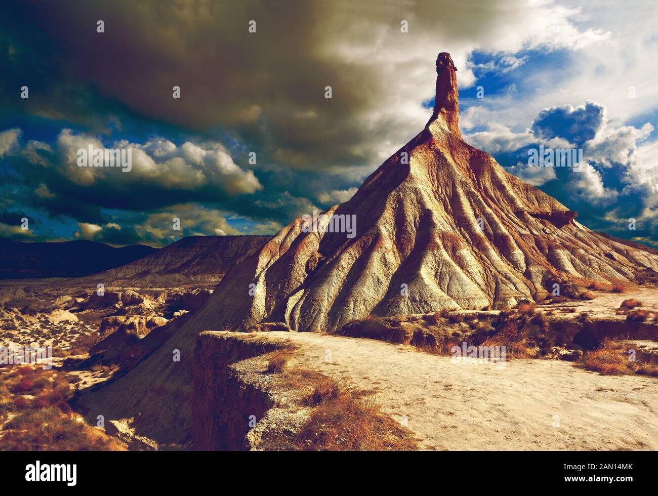 Dramatic desert landscape and sand mountains.Scenery natural park.Hill ...