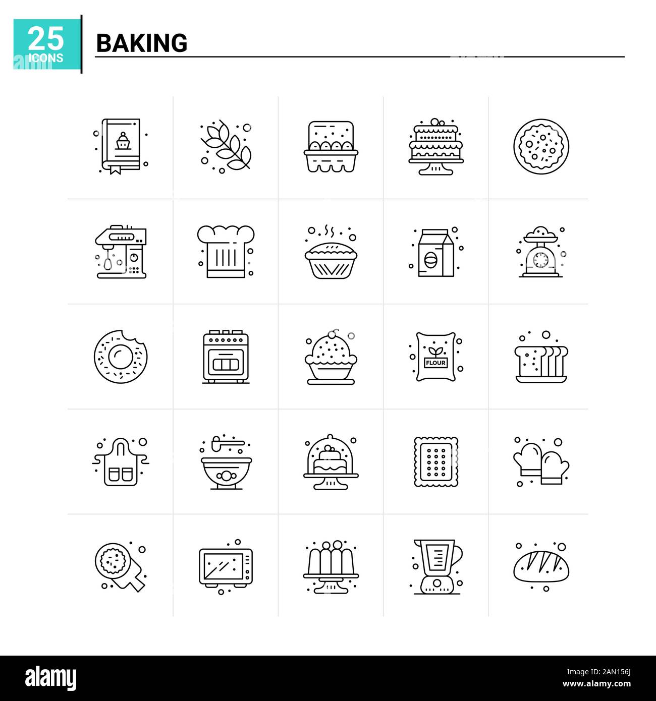 25 Baking icon set. vector background Stock Vector Image & Art - Alamy