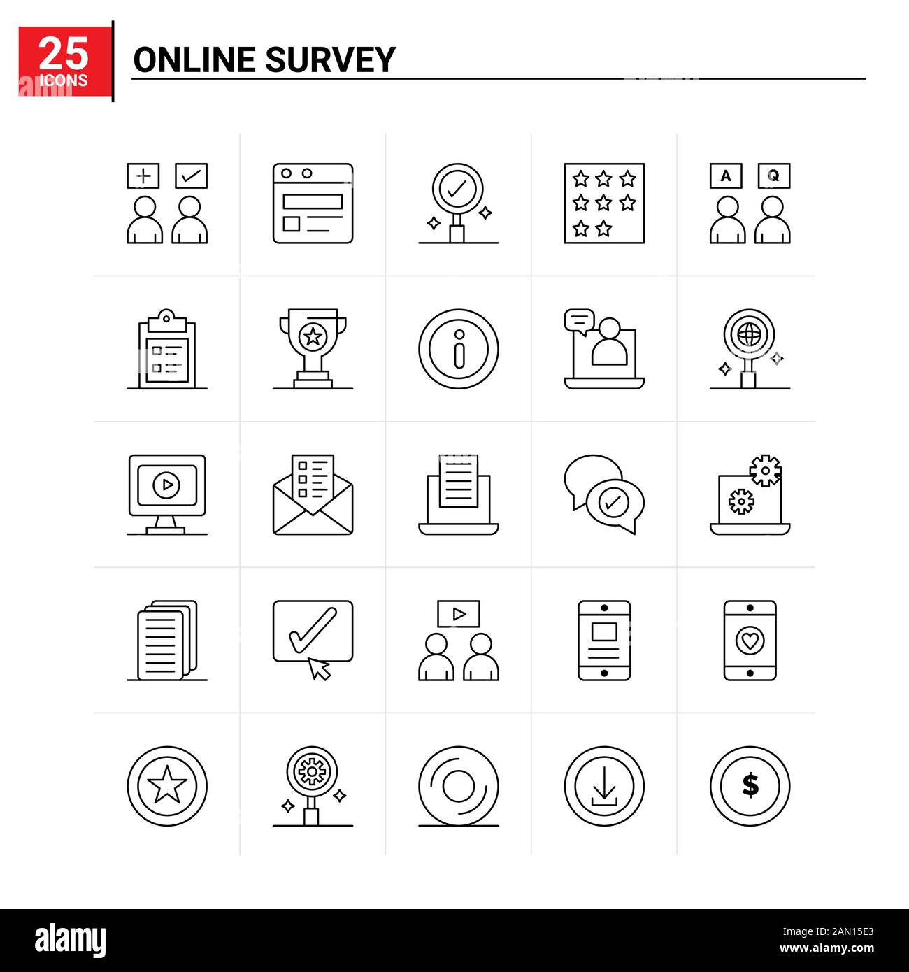 25 Online Survey icon set. vector background Stock Vector Image & Art ...