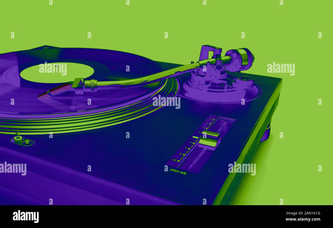 Turntable with pop colours. Techno. House. DnB. Rave. Clubbing Stock ...