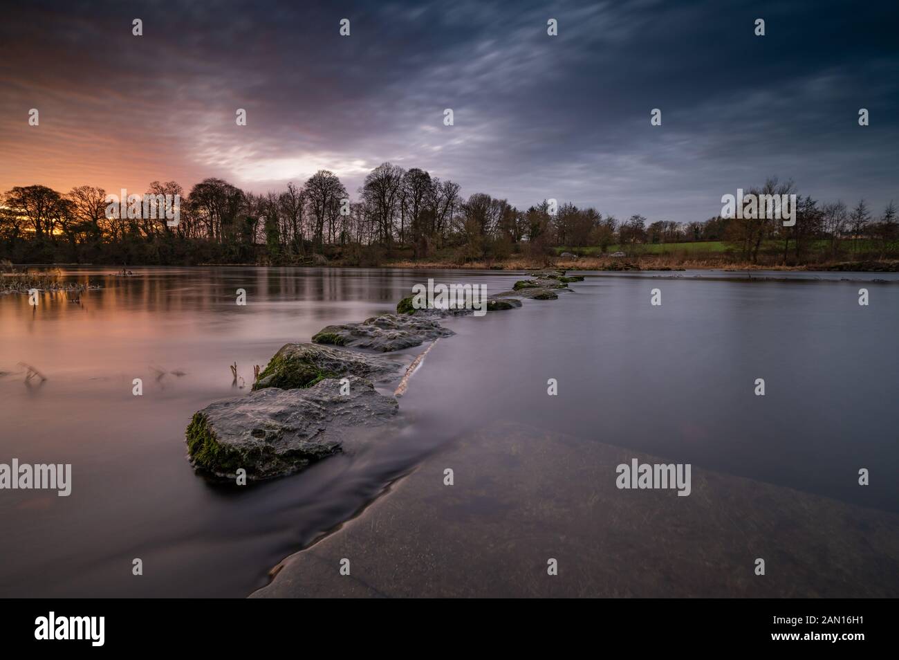 The stepping stones at fishing beats on the river Shannon at ...