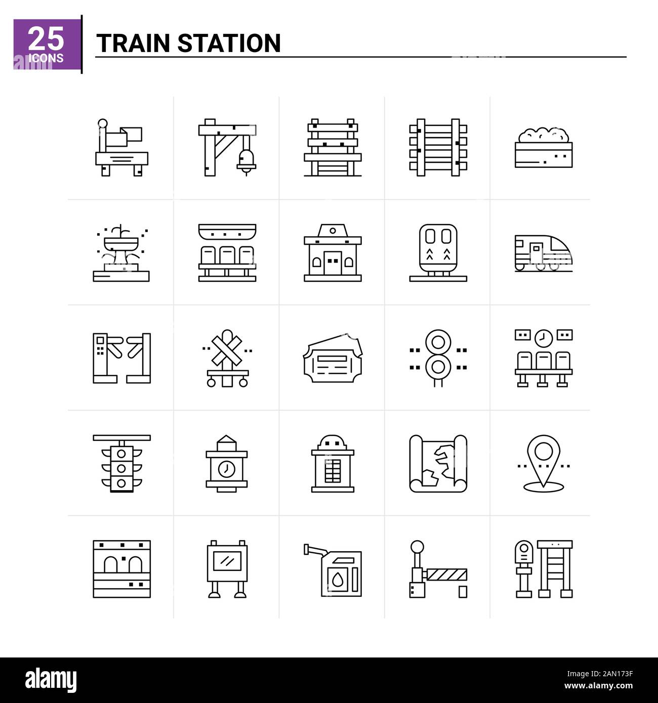 Bus station and railway station icons set hi-res stock photography and ...