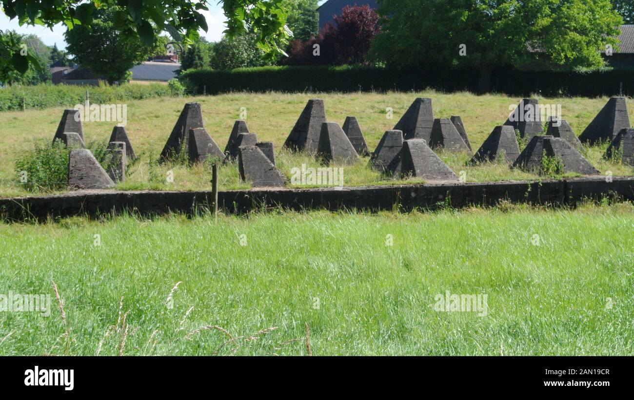 Concrete tank traps of the Siegfried Line, also known as Westwall, near ...