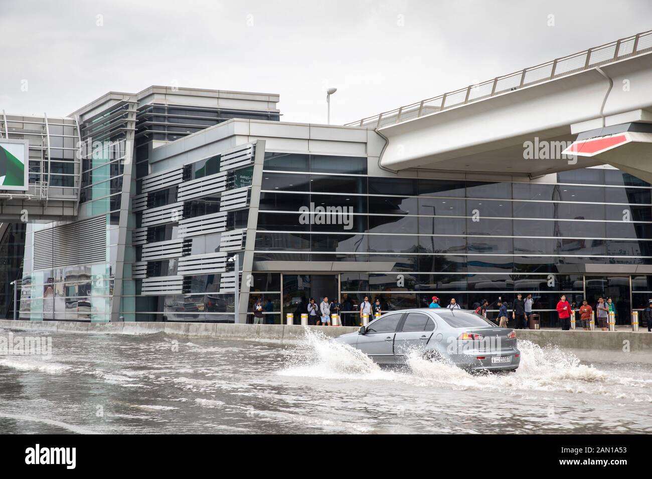 Dubai, United Arab Emirates, 11th January 2020: flooded streets of ...