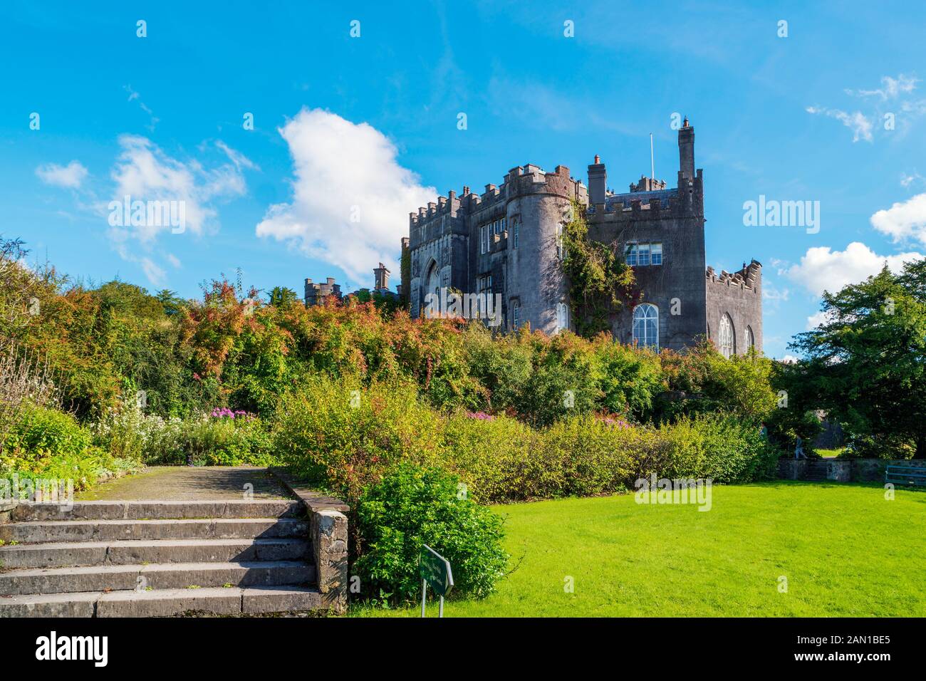 The building of the Birr Castle in County Offaly, Ireland surrounded by ...