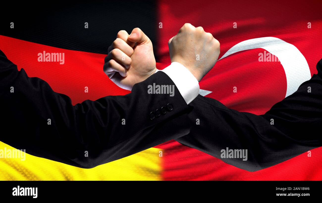 Germany vs Turkey confrontation countries disagreement, fists on flag ...