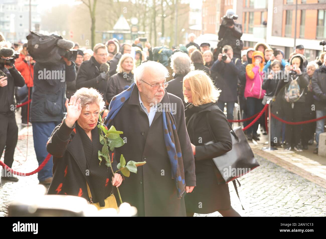 Brigitte Janner, Hajo Gies, Trauerfeier für Jan Fedder, St. Michaelis ...