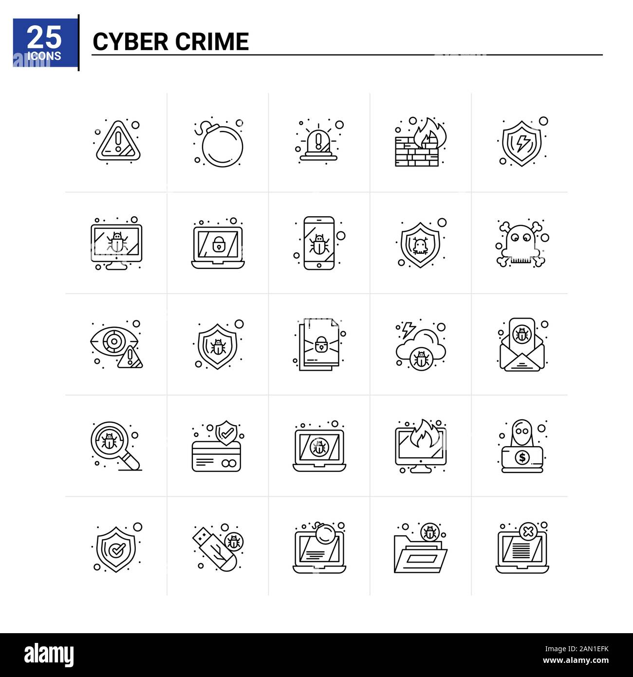 25 Cyber Crime icon set. vector background Stock Vector Image & Art - Alamy