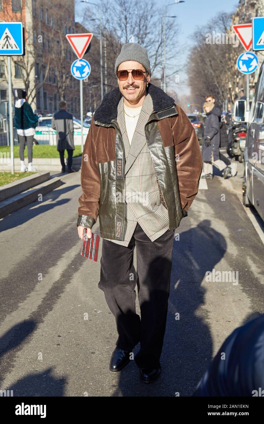 MILAN, ITALY - JANUARY 11, 2019: Alex Badia before Emporio Armani ...