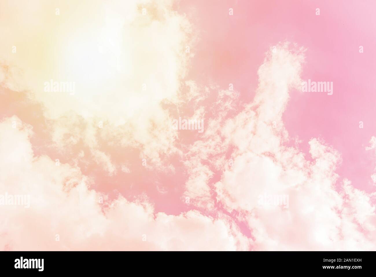 Sunny orange pink sky background. Beautiful warm sky with clouds. Toned ...