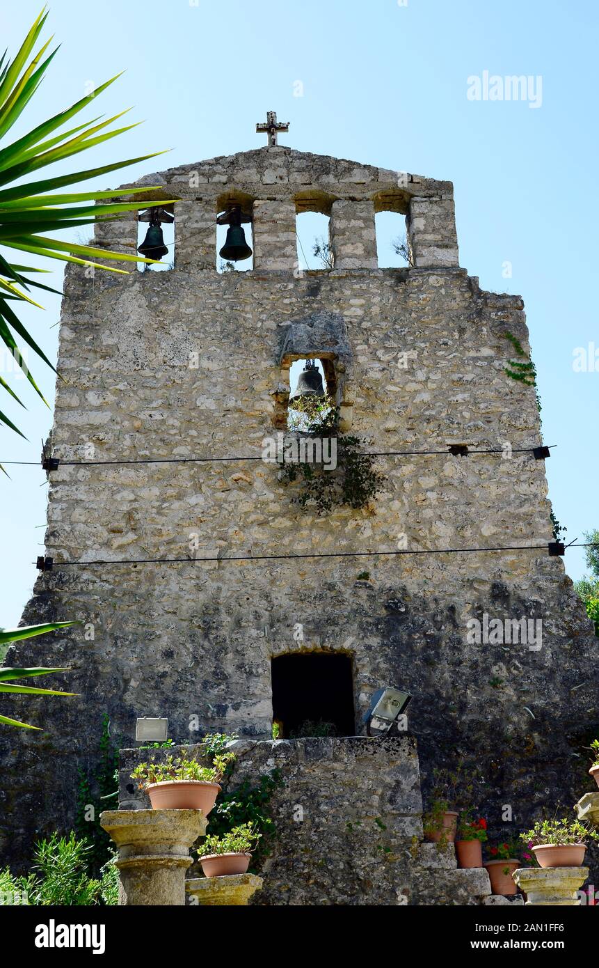 Greece, Zakynthos Island, bell tower monastery of Panagia Anafonitria ...