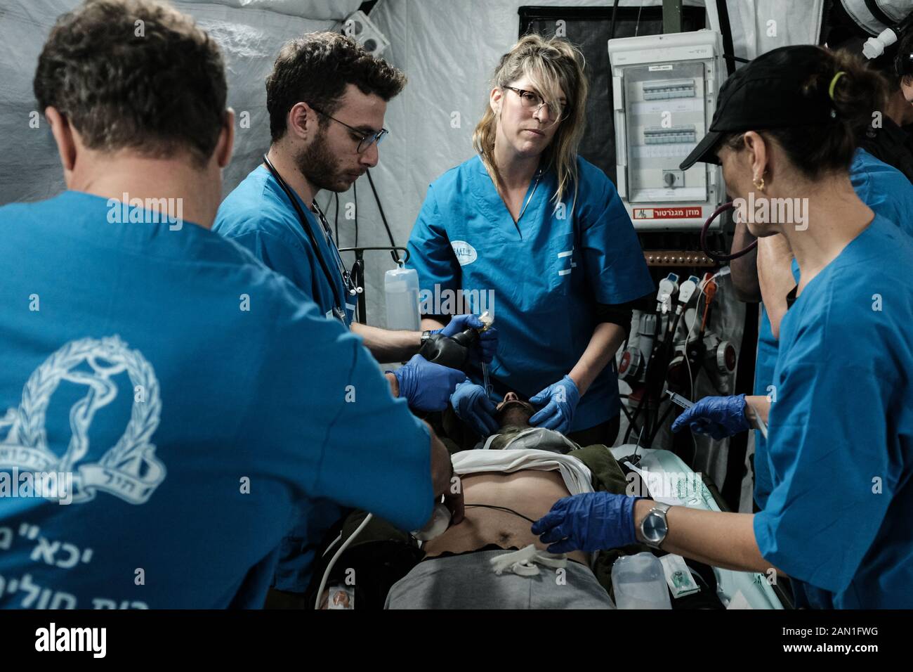 Zikim, Israel. 15th January, 2020. The IDF deploys a field hospital ...