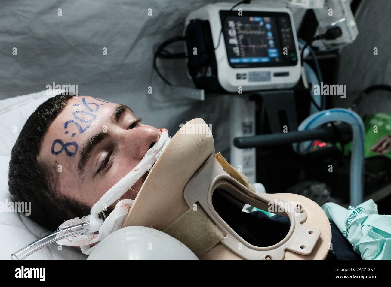 Zikim, Israel. 15th January, 2020. The IDF deploys a field hospital ...