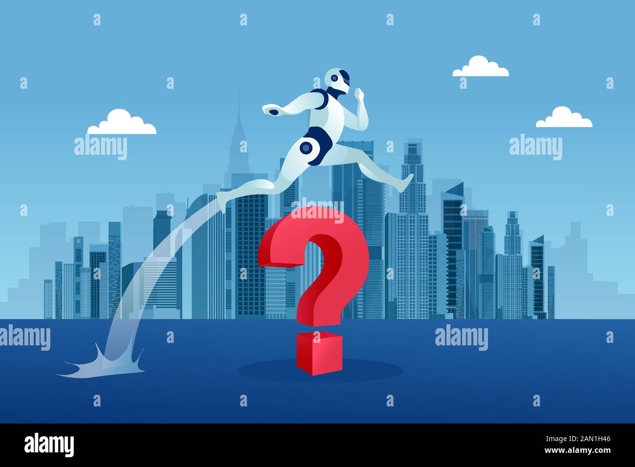 Vector of a robot solving problems overcoming obstacles Stock Vector ...