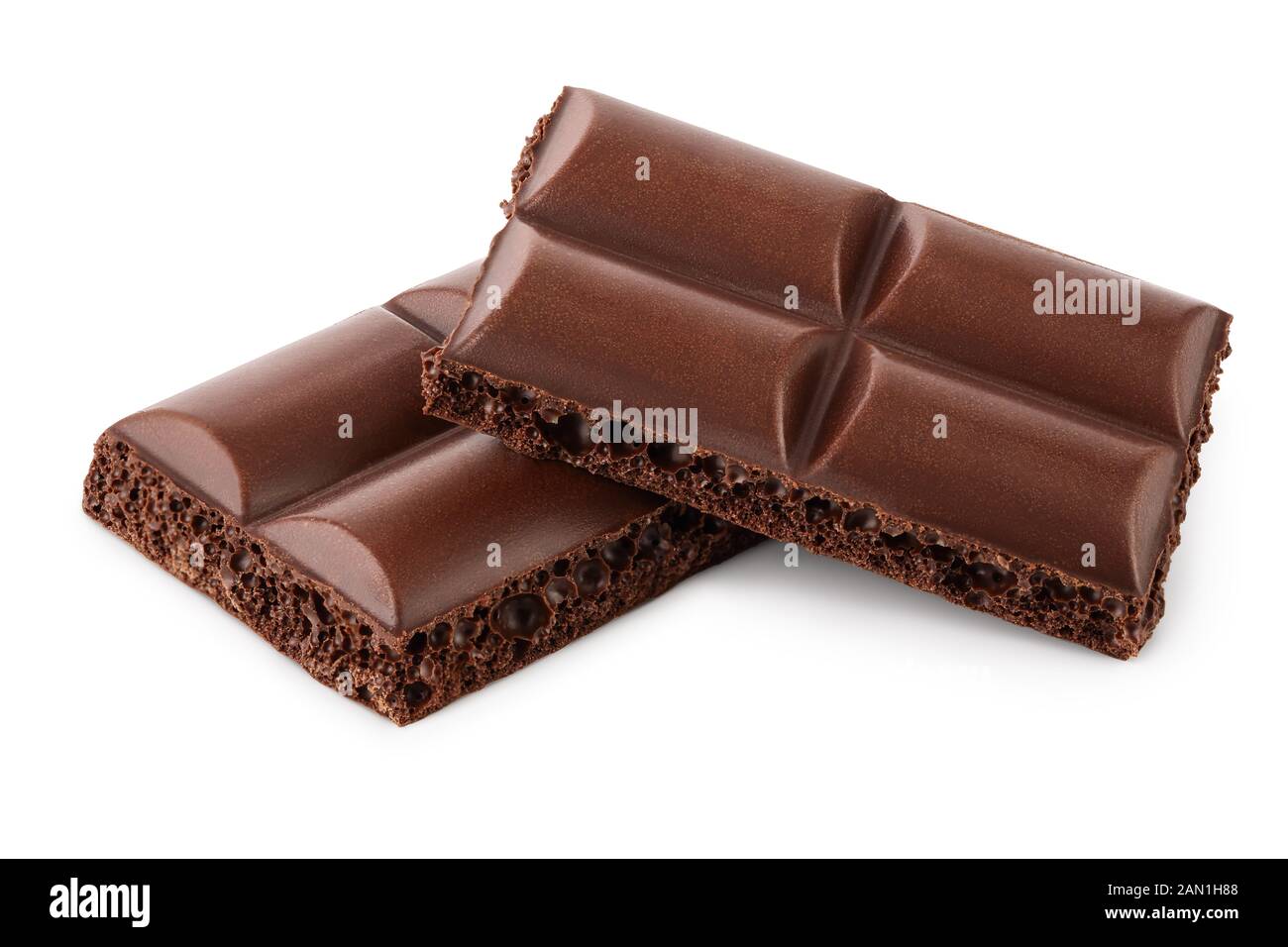 Small dark chocolate pieces isolated on white background with clipping ...