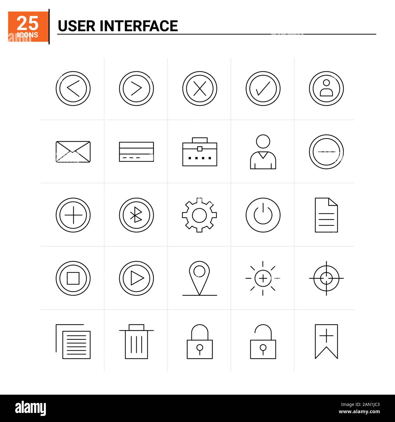 Set Of Mobile App Icons Black And White Vector User Cut Out Stock Images And Pictures Alamy