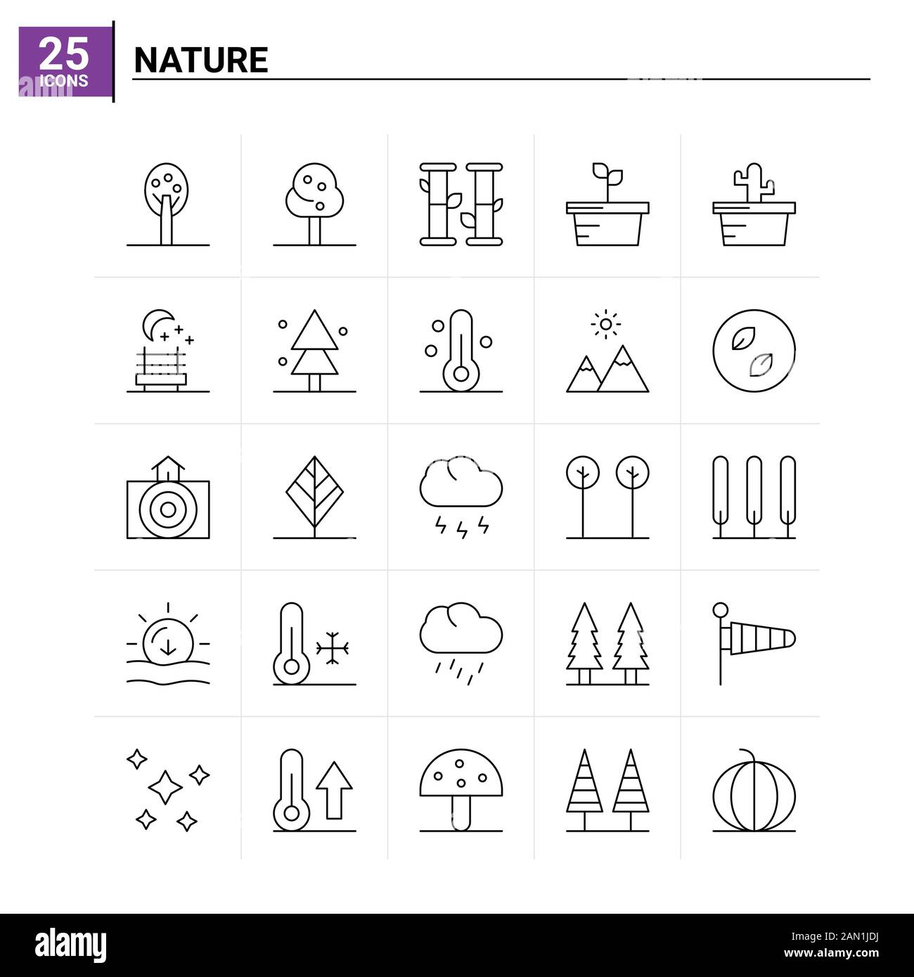 25 Nature icon set. vector background Stock Vector Image & Art - Alamy