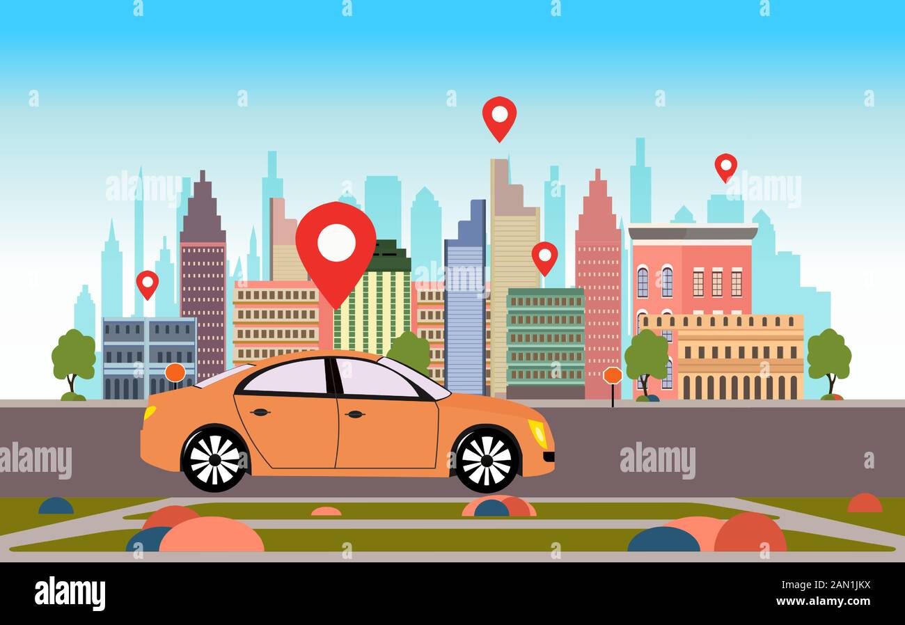 Traffic on road cityscape Stock Vector Images - Alamy