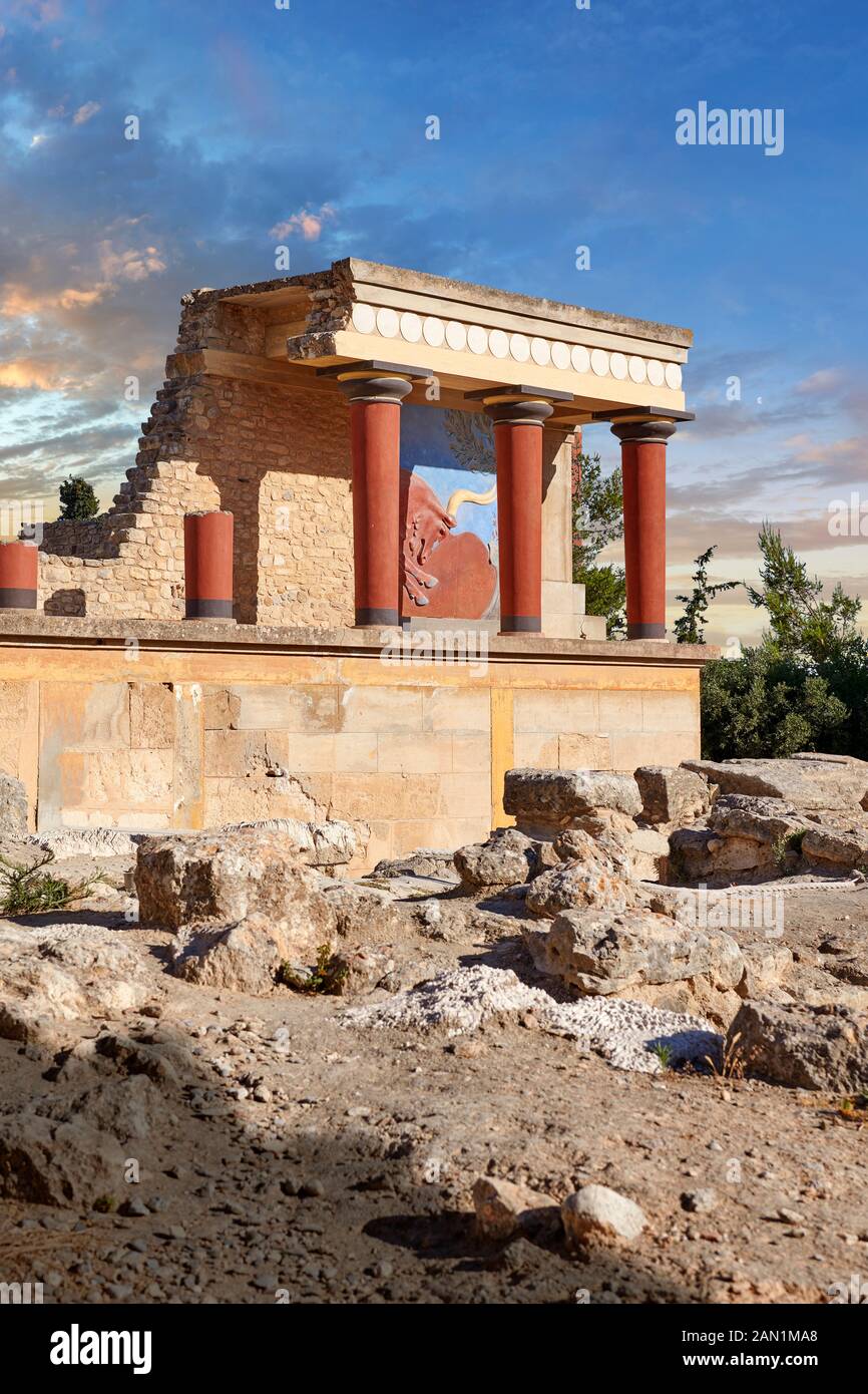 Minoan of the North Entrance Propylaeum with its painted charging bull ...