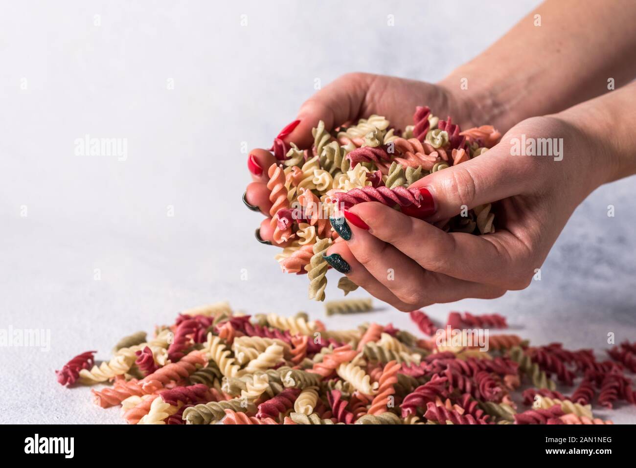vegetarian healthy pasta, vertical background. Copy space Vegetarian ...