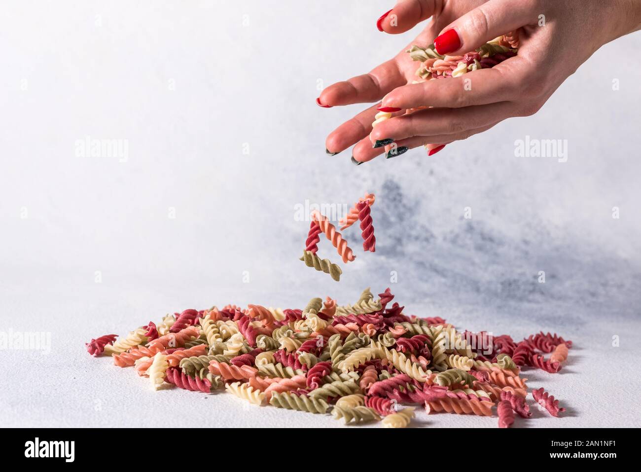 vegetarian healthy pasta, vertical background. Copy space Vegetarian ...