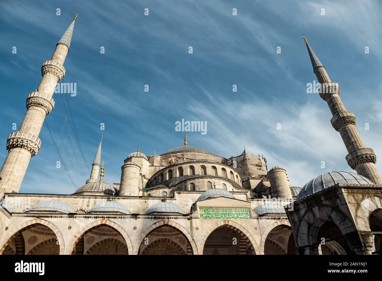 Blue mosque view from the courtyard, low angle view Stock Photo - Alamy