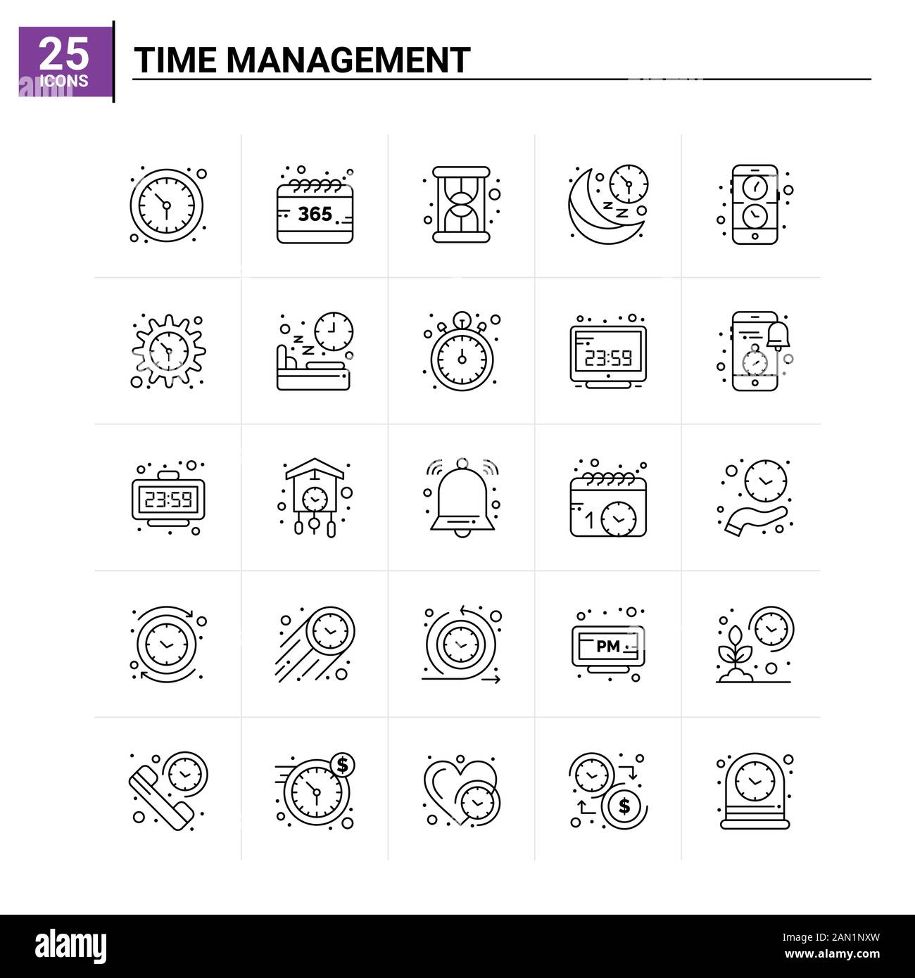 25 Time Management icon set. vector background Stock Vector Image & Art ...
