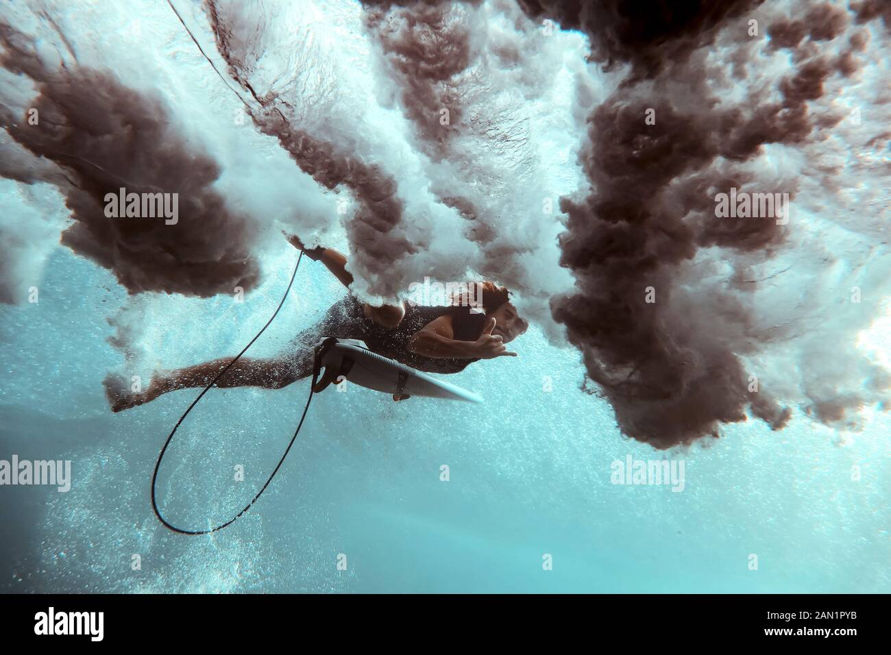 Underwater view surfer on surfboard hi-res stock photography and images ...