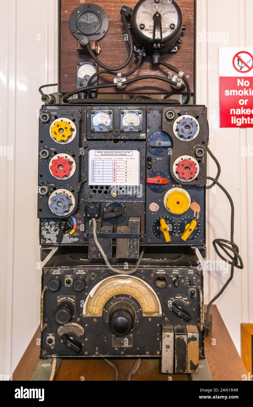 Old World War 2 communication equipment on display in a museum in ...