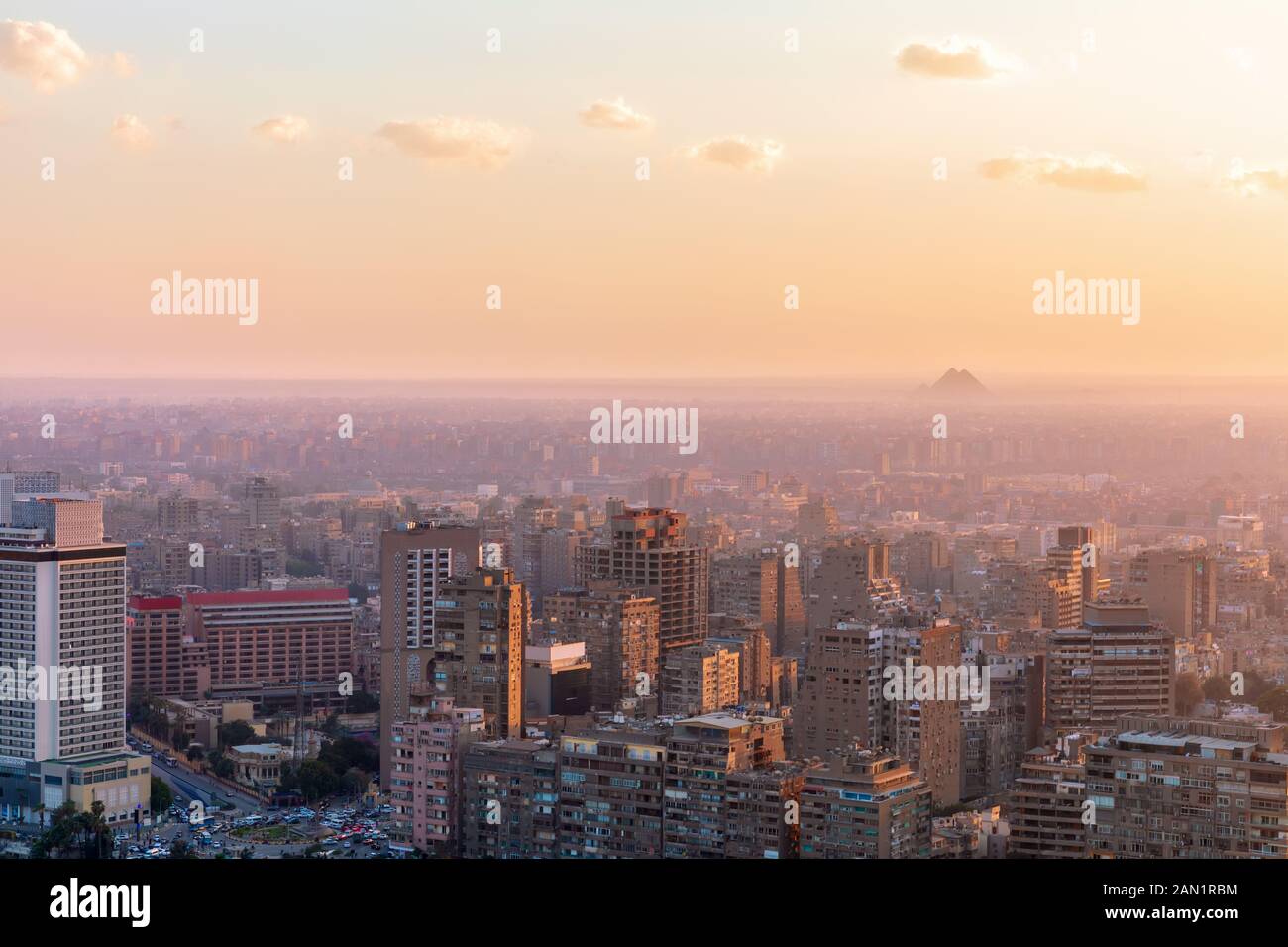 Cairo skyline in the sunset rays, Egypt Stock Photo - Alamy