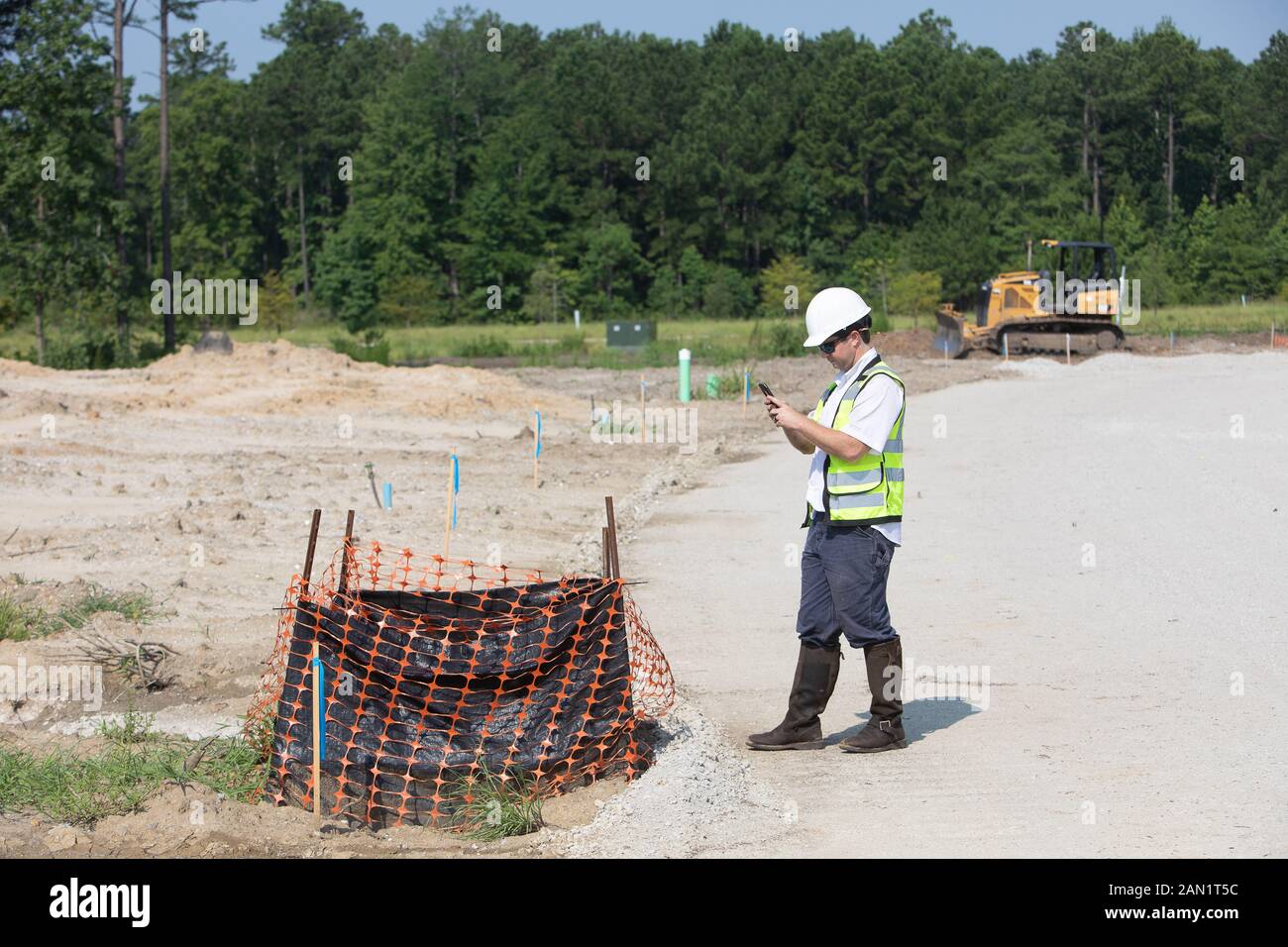 Retention ponds for an industrial work zone Stock Photo - Alamy