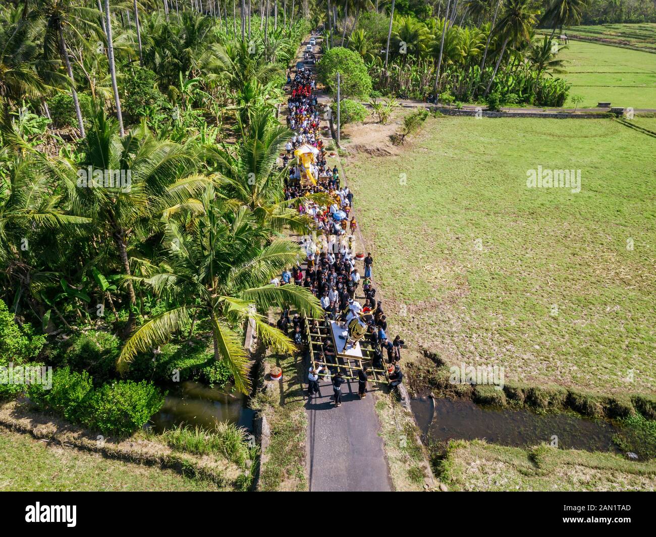 Aerial view of Balinese funeral ceremony Stock Photo - Alamy