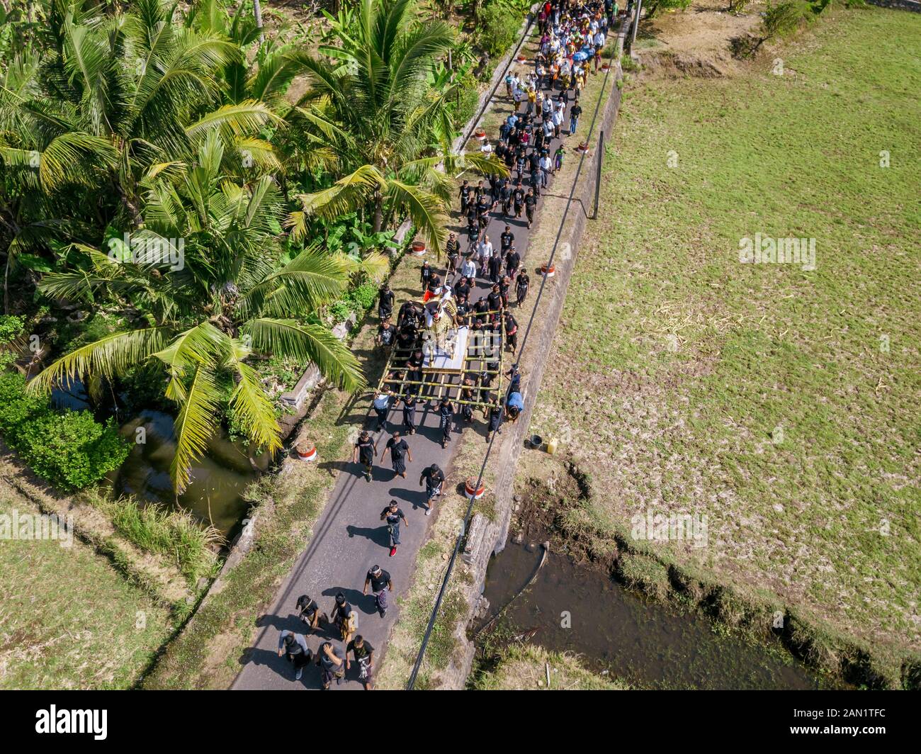 Aerial view of Balinese funeral ceremony Stock Photo - Alamy