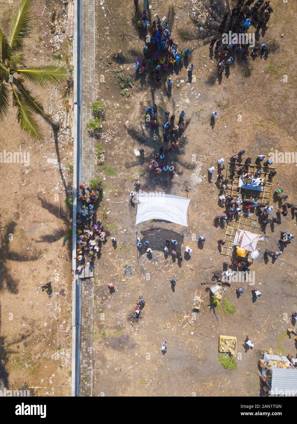 Aerial view of Balinese funeral ceremony Stock Photo - Alamy