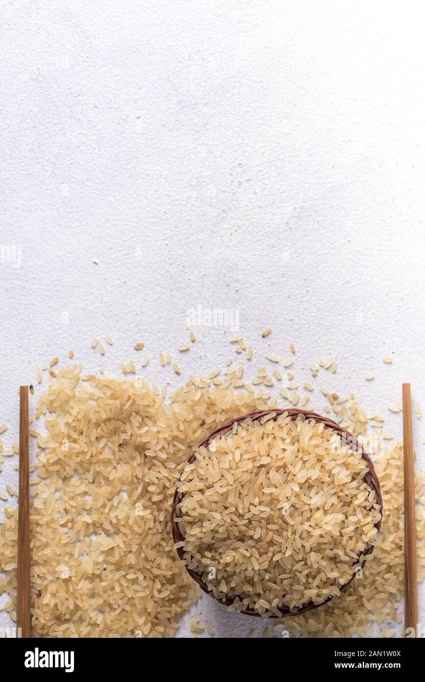 useful Long-grain steamed white rice. Rice texture. healthy diet Stock ...