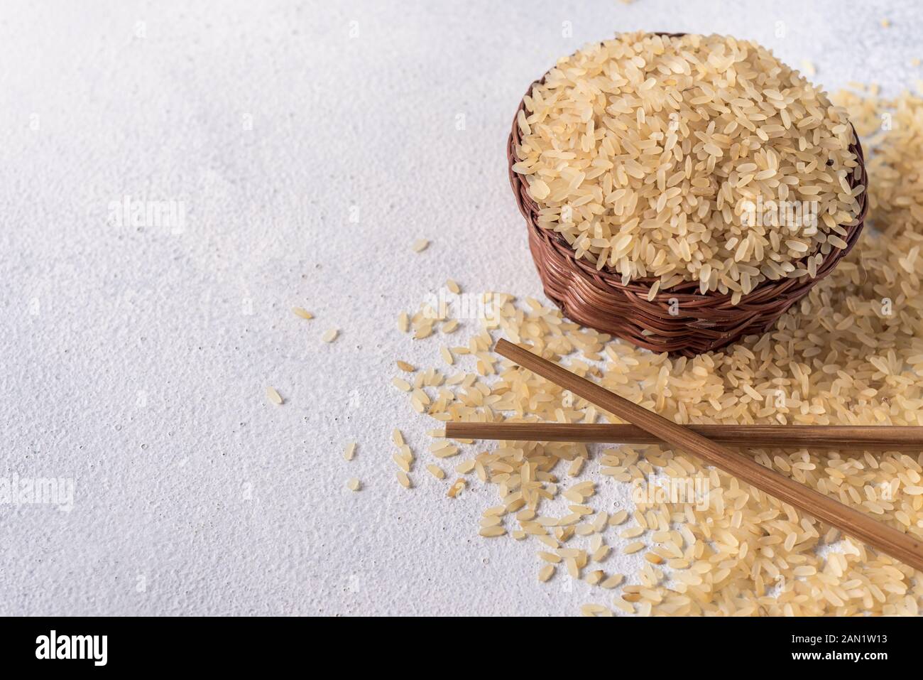 useful Long-grain steamed white rice. Rice texture. healthy diet Stock ...