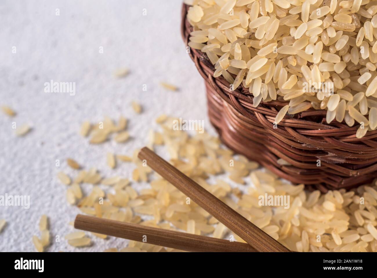 useful Long-grain steamed white rice. Rice texture. healthy diet Stock ...