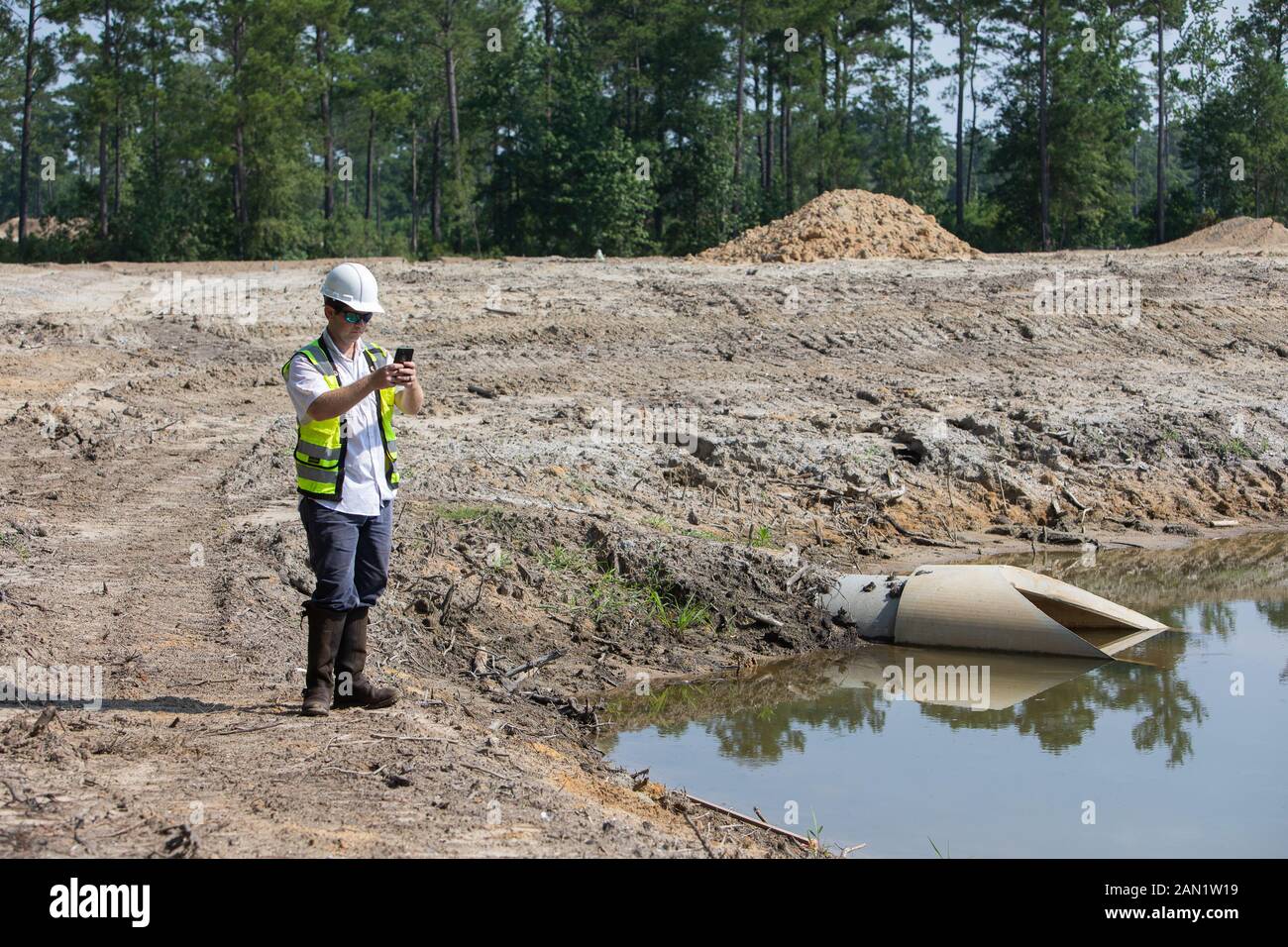 Retention ponds for an industrial work zone Stock Photo - Alamy