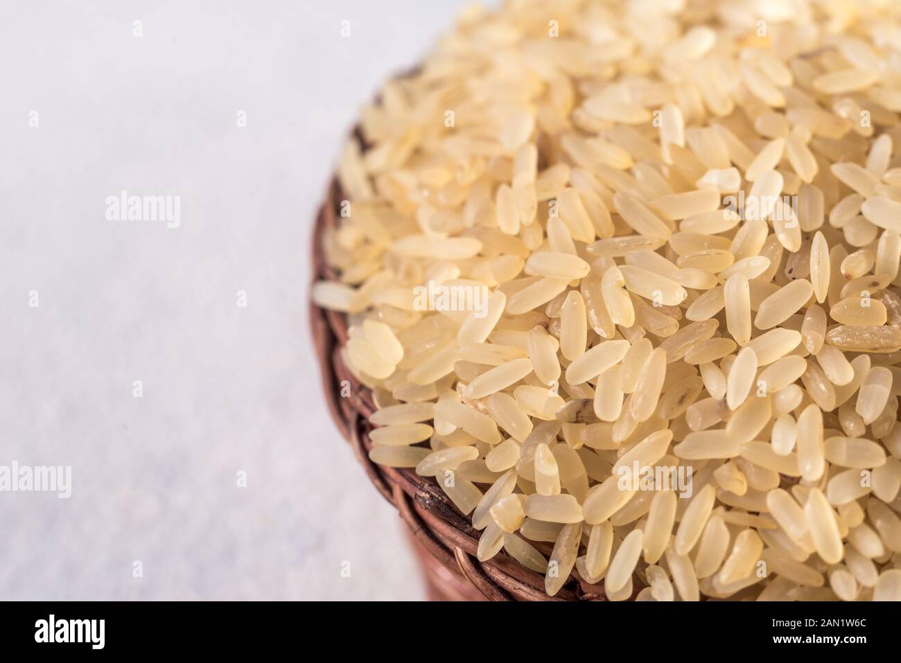 useful Long-grain steamed white rice. Rice texture. healthy diet Stock ...